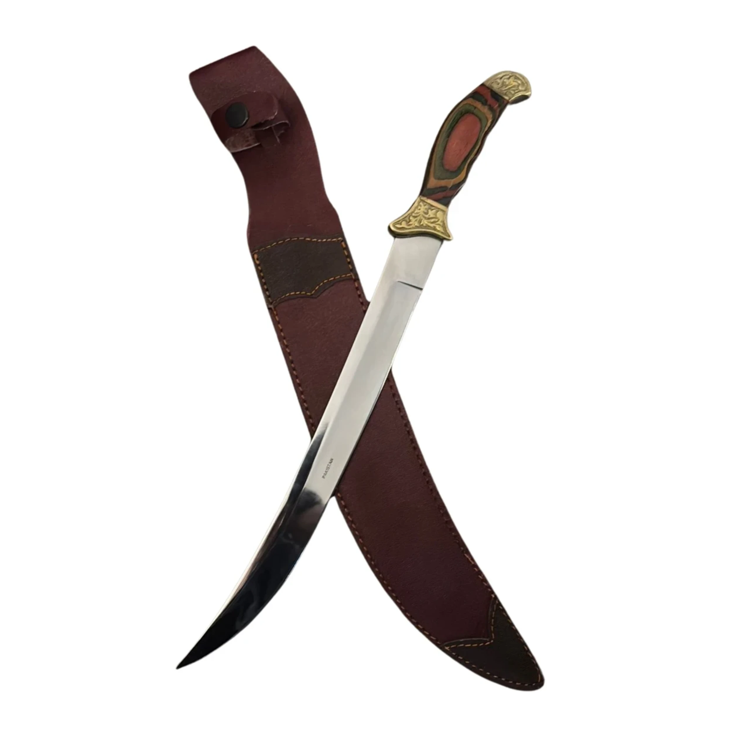 Bladebinge - Vintage Curved Fixed Blade Knife with Leather Sheath – 17 ...