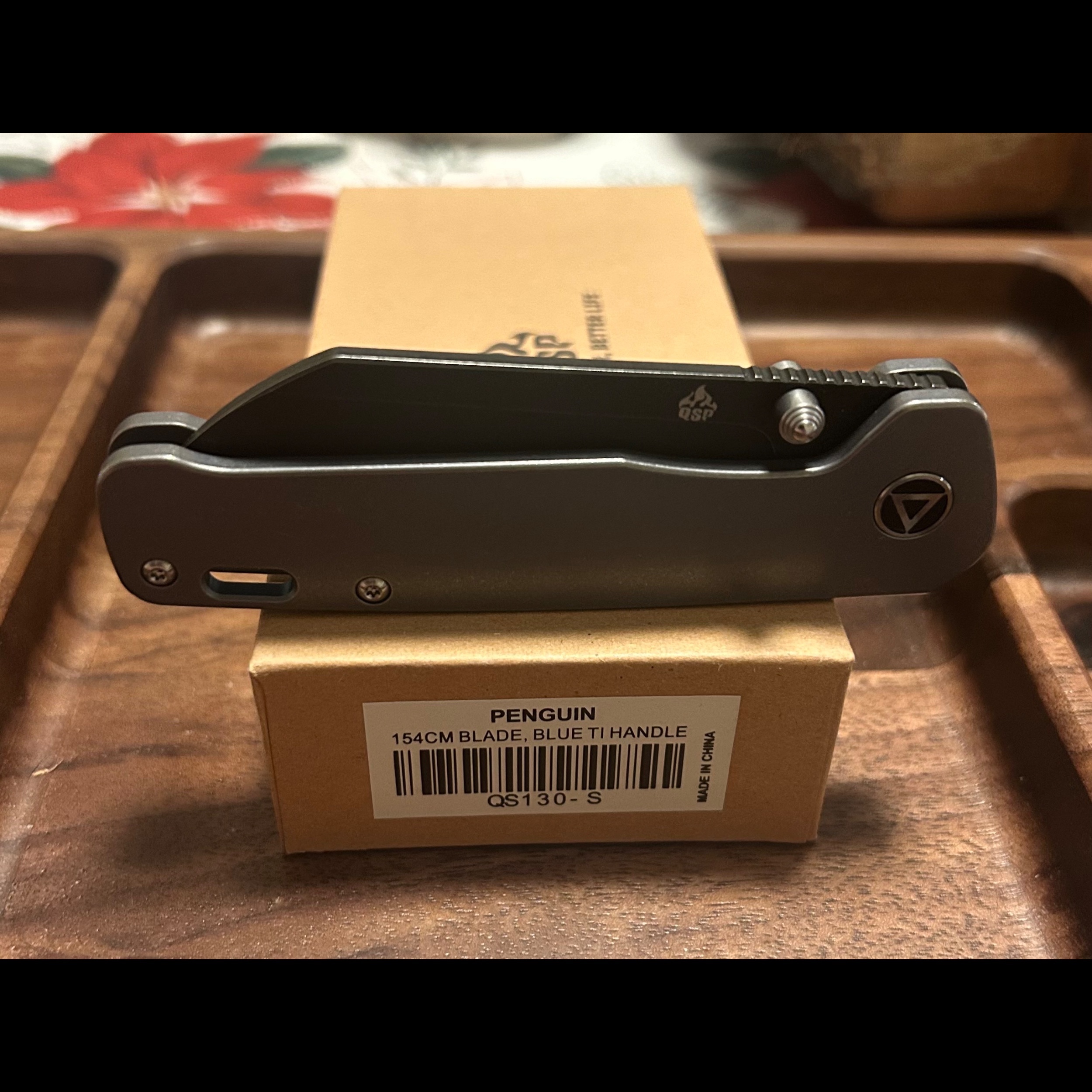 Bladebinge - QSP Penguin Blue Titanium Frame Lock
