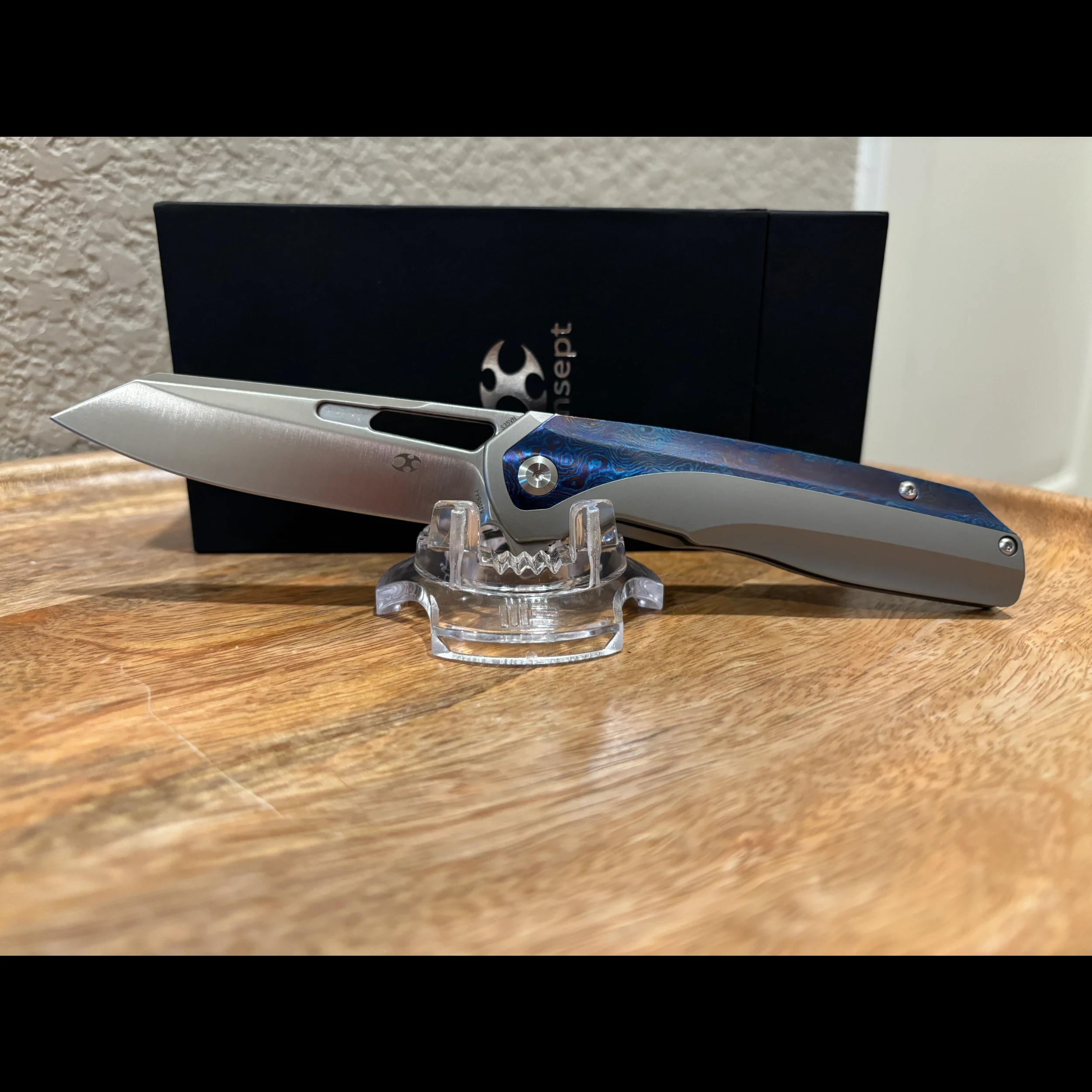 Bladebinge - Kansept Shard – Titanium w/ Timascus Inlays & Clip, Satin ...