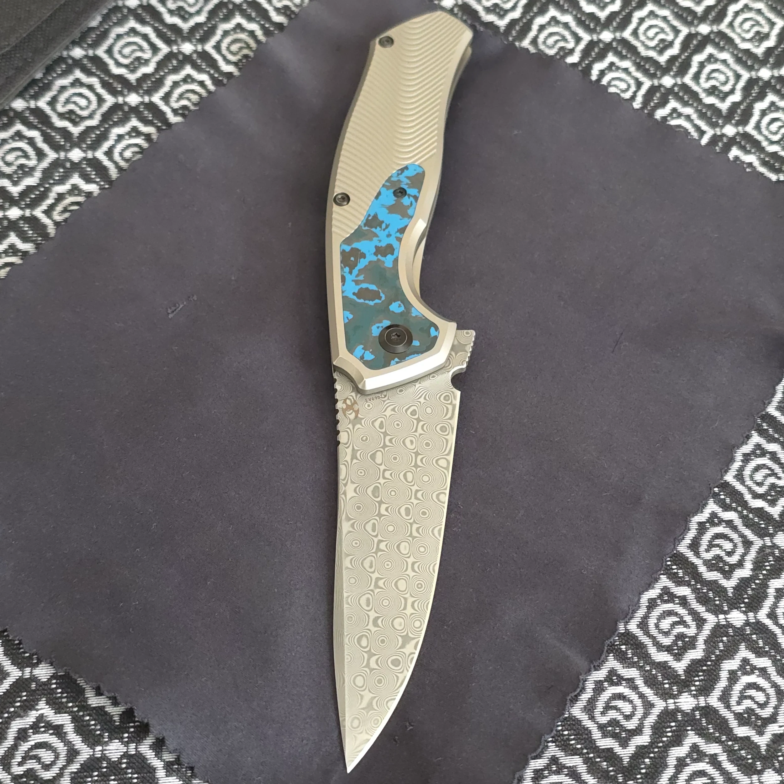 Bladebinge - Kansept Havørn (Damascus, blue carbon)