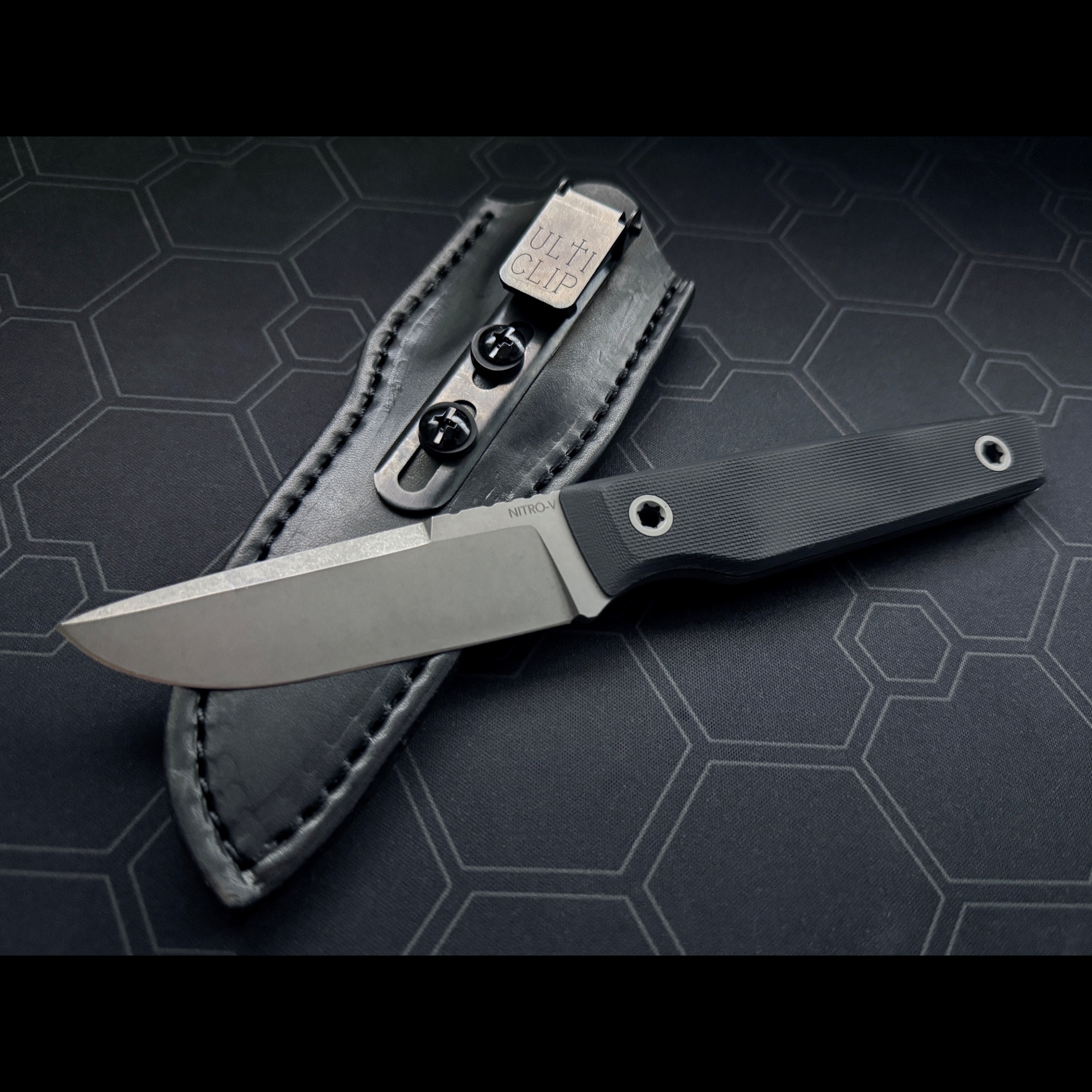 Bladebinge - Big Idea Design American Made 'Signal' Fixed Blade with Black G10 Scales & Leather ...