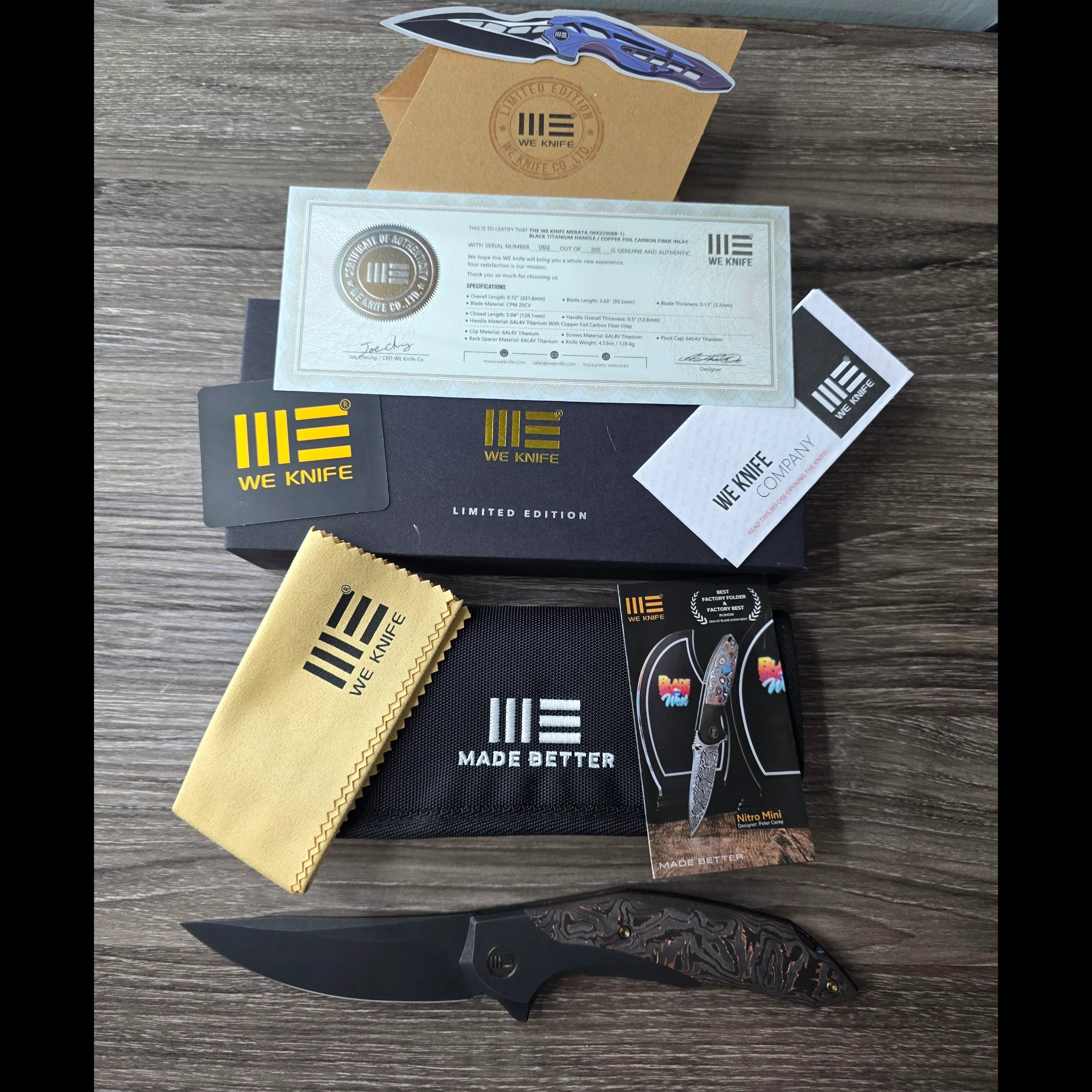 Bladebinge - WE Knife Co. (#93/200) Merata Limited Edition Frame Lock ...