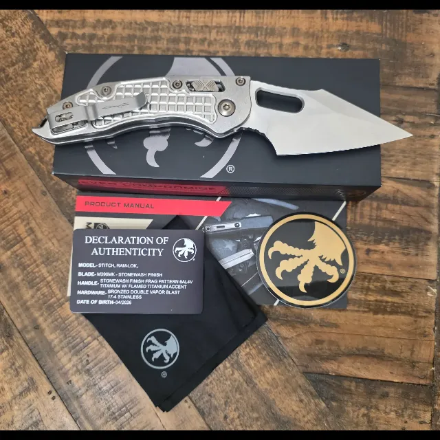 Bladebinge - Microtech Marfione Select Manual Stitch RAM LOK Frag Titanium