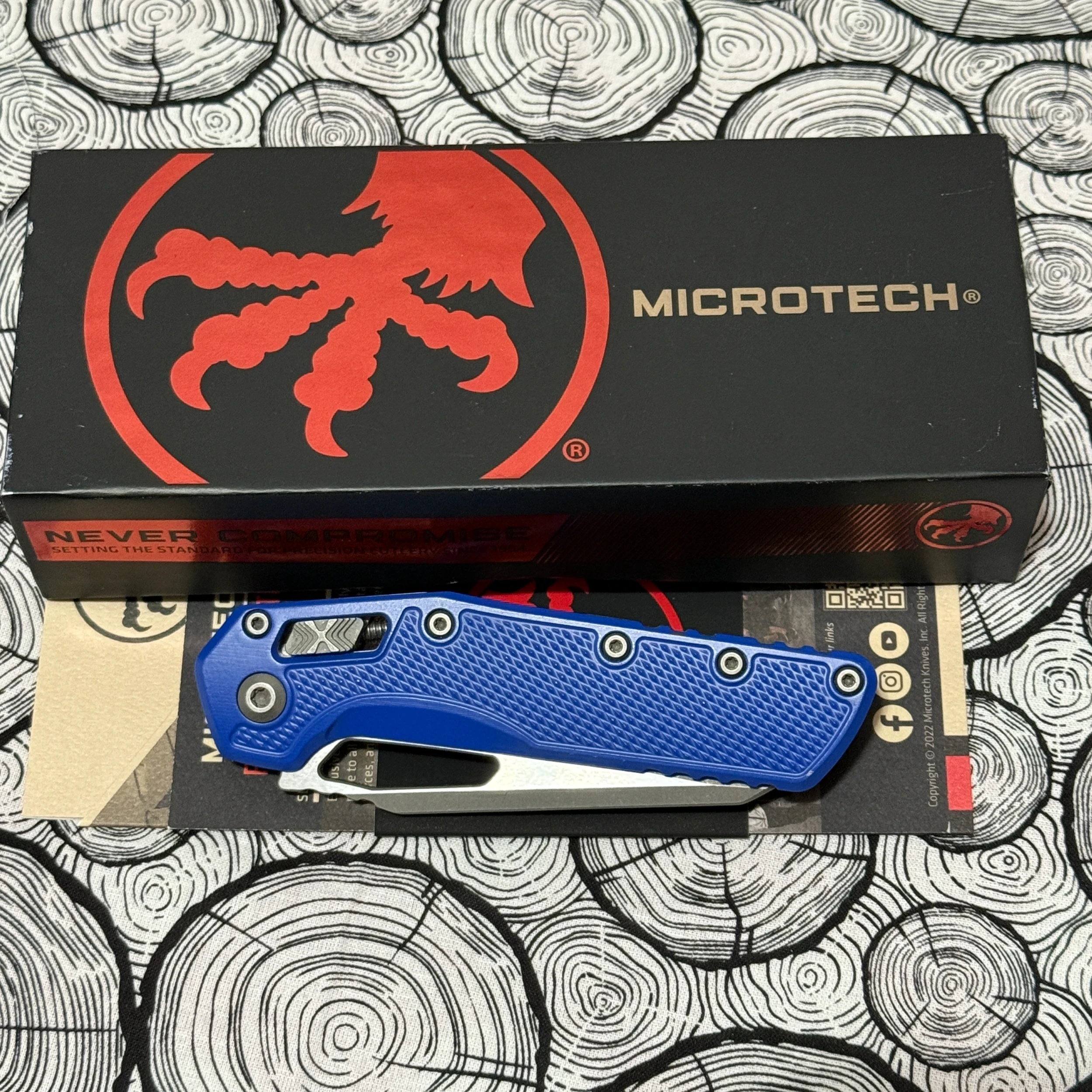 Bladebinge - Microtech MSI Blue Cerakote Original Goat Scales