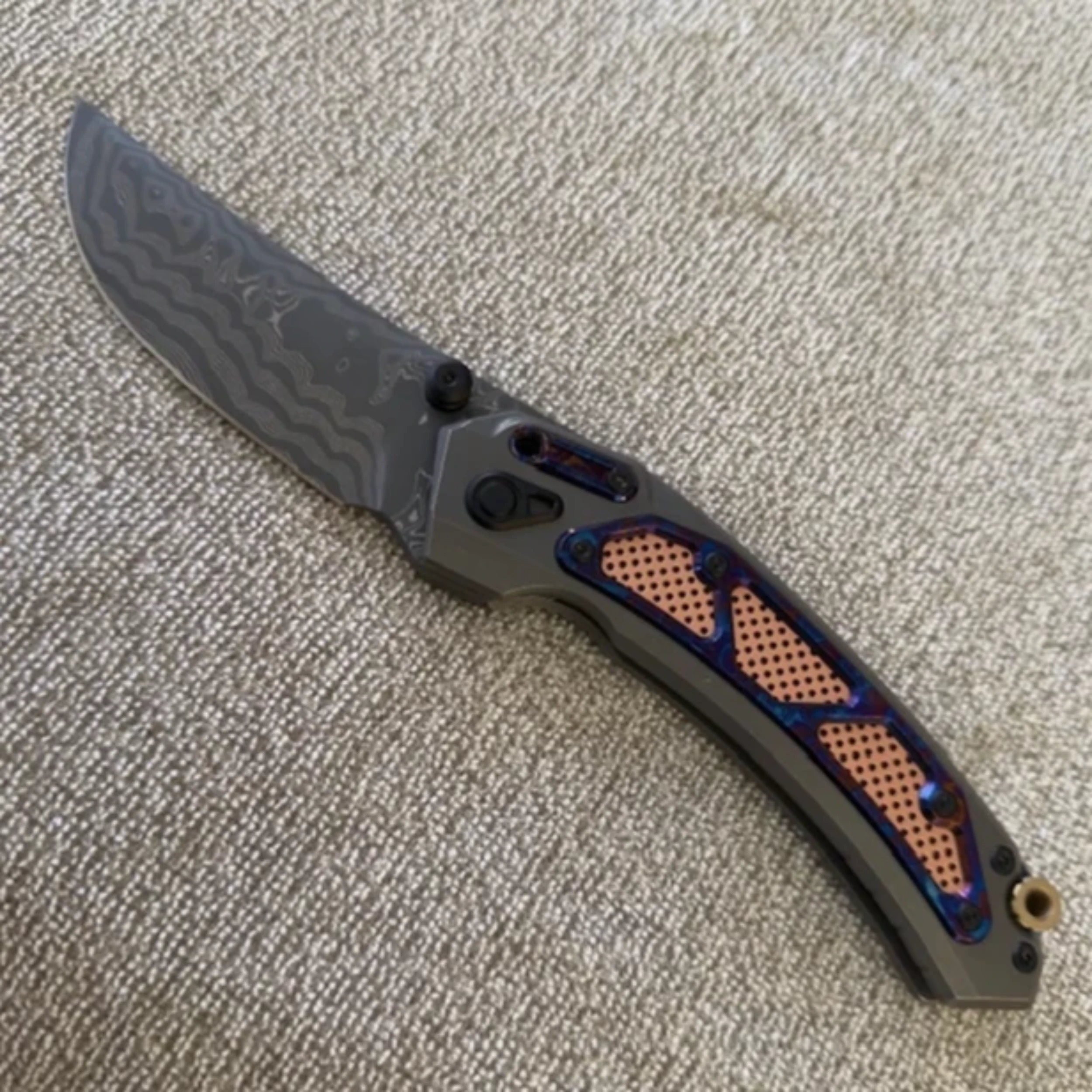Bladebinge - Maxace Blacklight-01 OM02-1-C Damascus Blade, Titanium ...