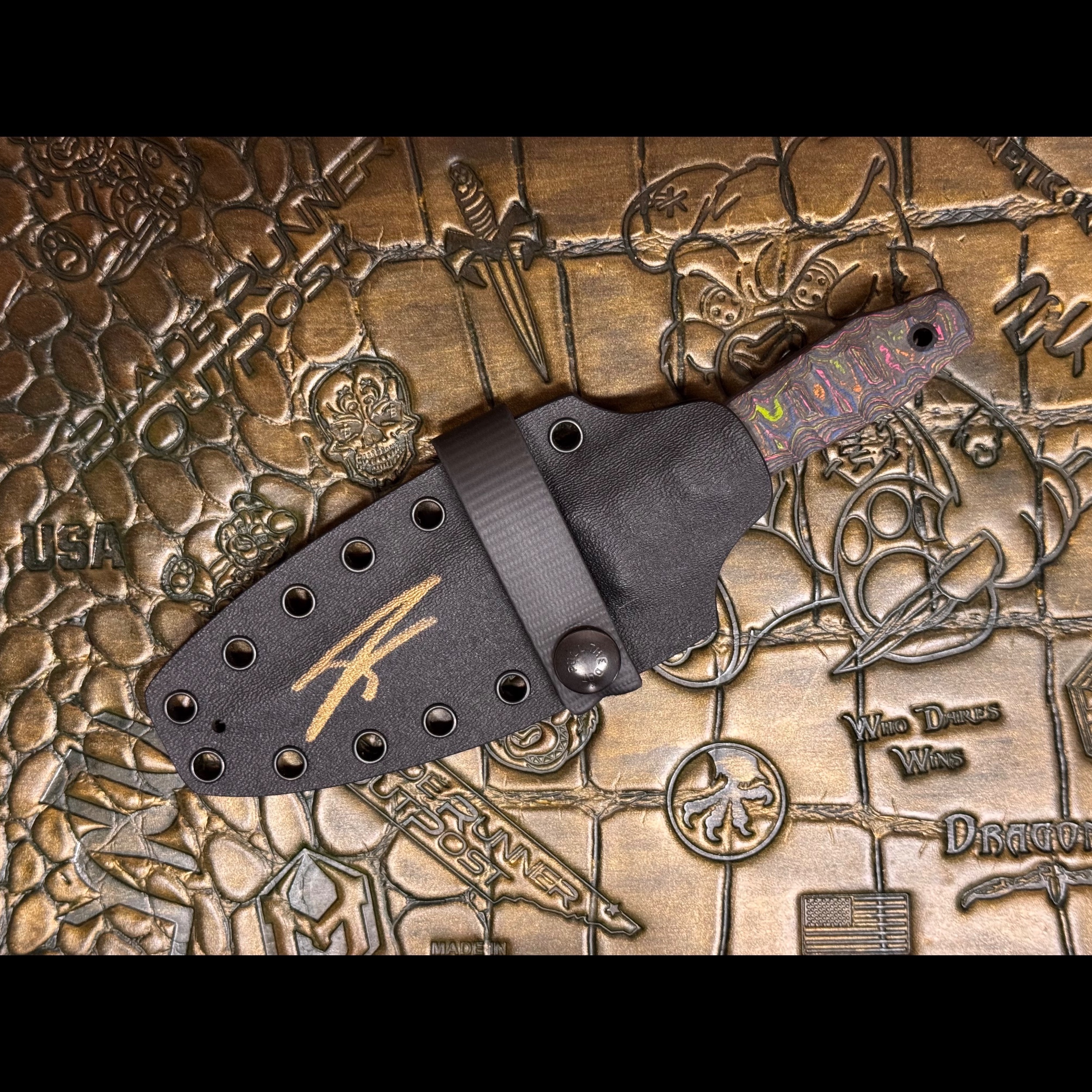 Bladebinge - Jason Knight - Mini Coffin Bowie Fixed Blade - 80s Camo ...