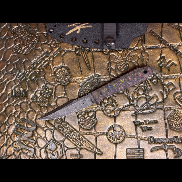 Bladebinge - Jason Knight - Mini Coffin Bowie Fixed Blade - 80s Camo ...
