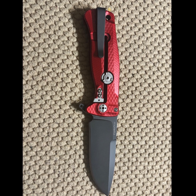Bladebinge - LionSteel SR-22A Flipper Integral Frame Lock Knife Red Al ...