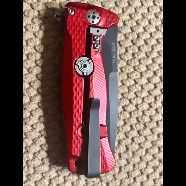 Bladebinge - LionSteel SR-22A Flipper Integral Frame Lock Knife Red Al ...