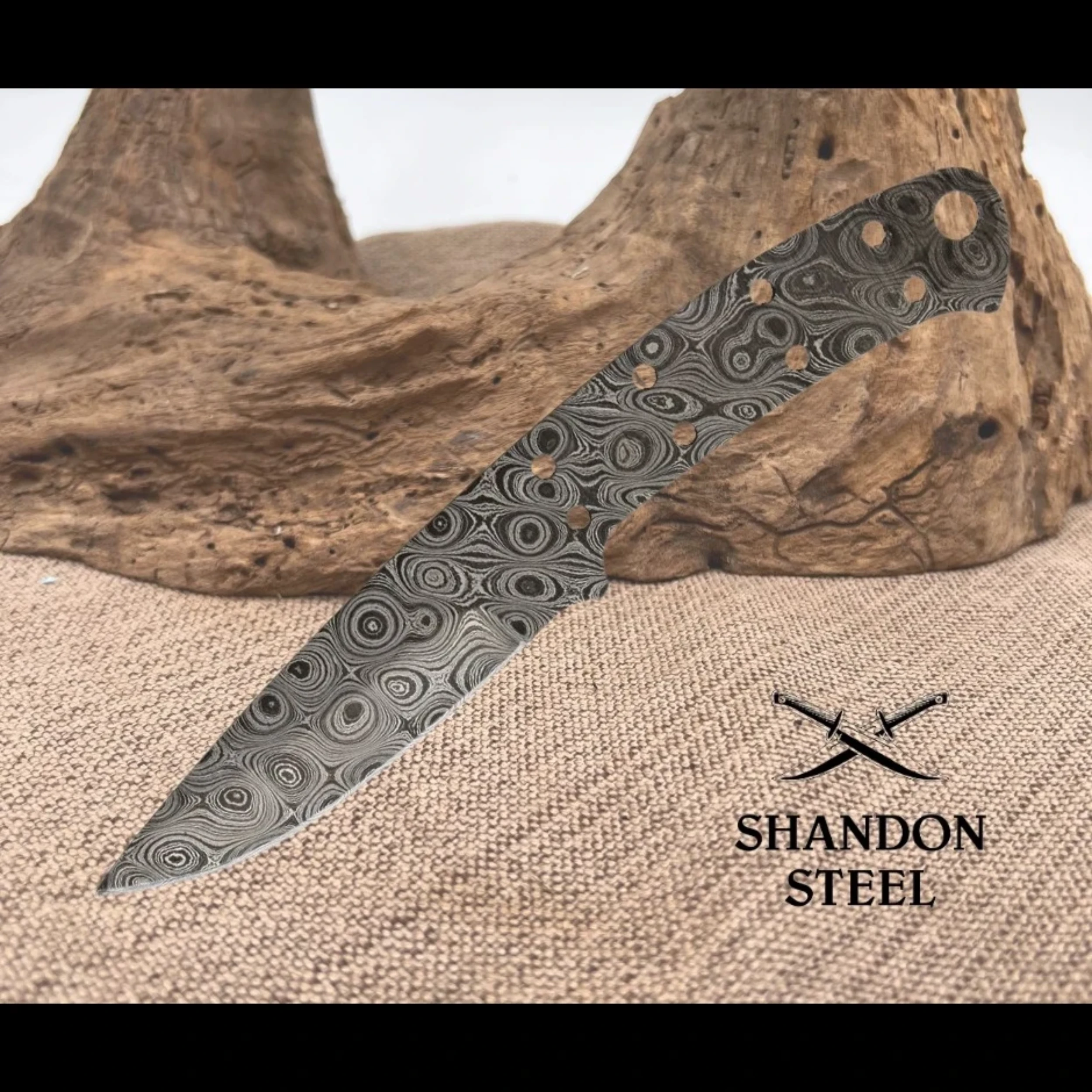 Bladebinge - Alabama Damascus Steel Fixed 2.75" Full Tang Blade Custom Knife Making ADS088