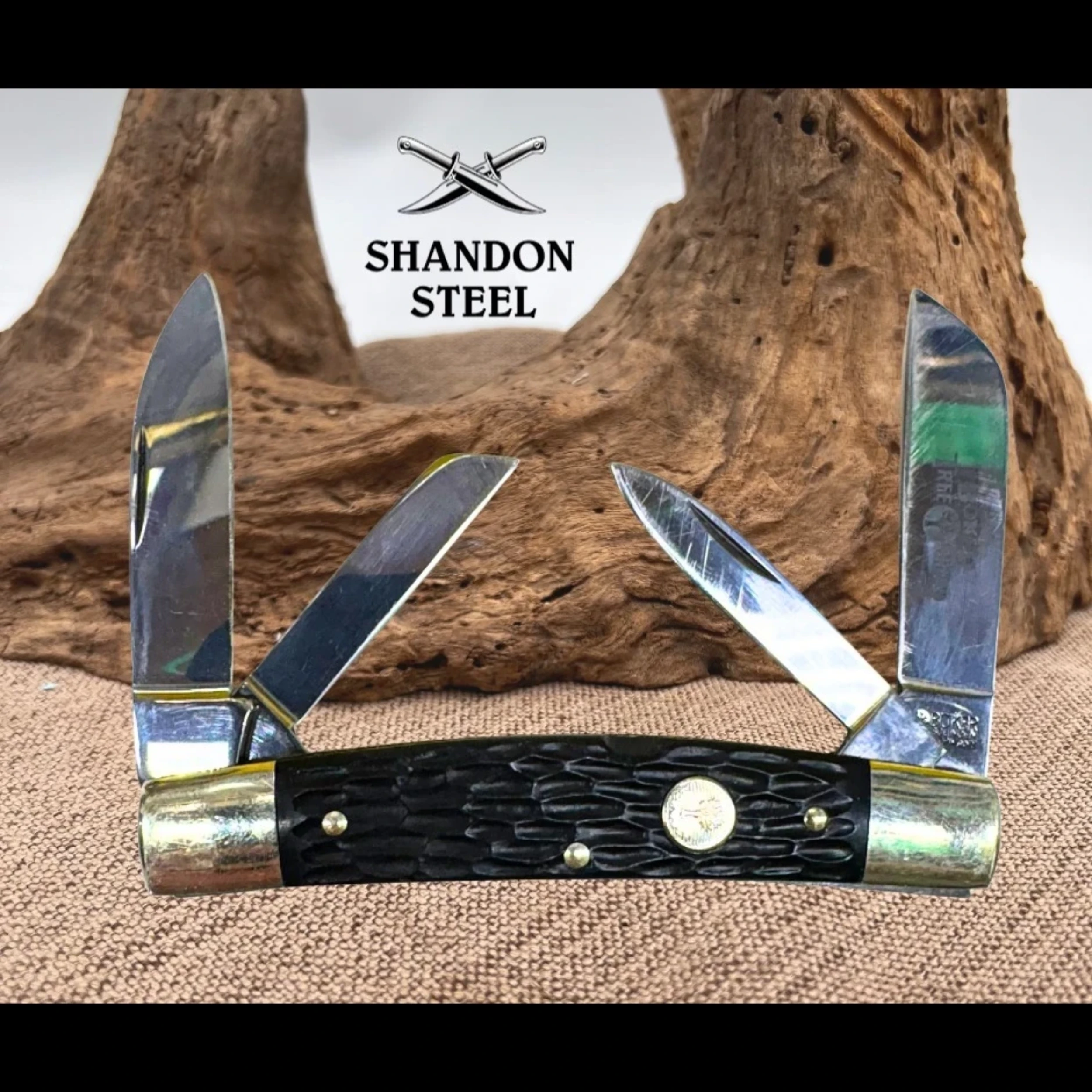 Bladebinge - BOKER Treebrand Congress Black Jigged Bone 4 Blade Classic Pocket Knife (74)