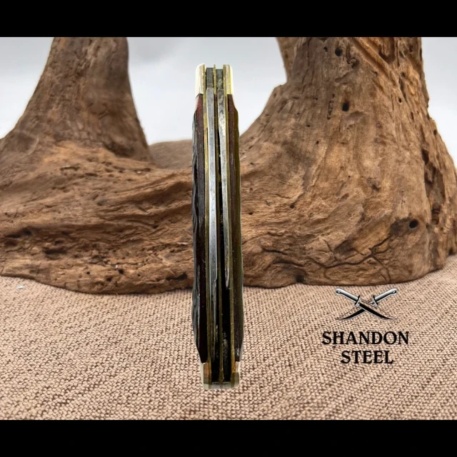 Bladebinge - Boker USA Tree Brand 9696 Jack PocketKnife Jigged Brown Bone Handle 2 Blade (59)