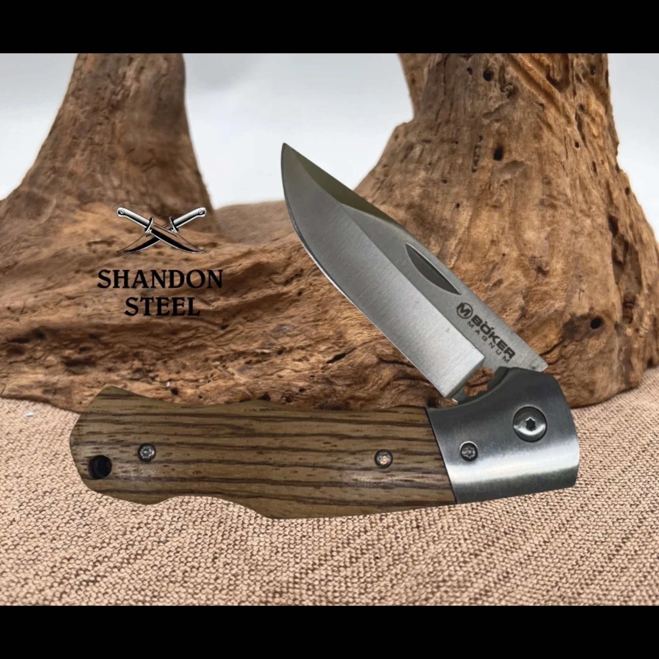 Bladebinge - MAGNUM by Boker Rustic Lockback Folding Knife, 440 Stainless Steel, 01SC075 (15)