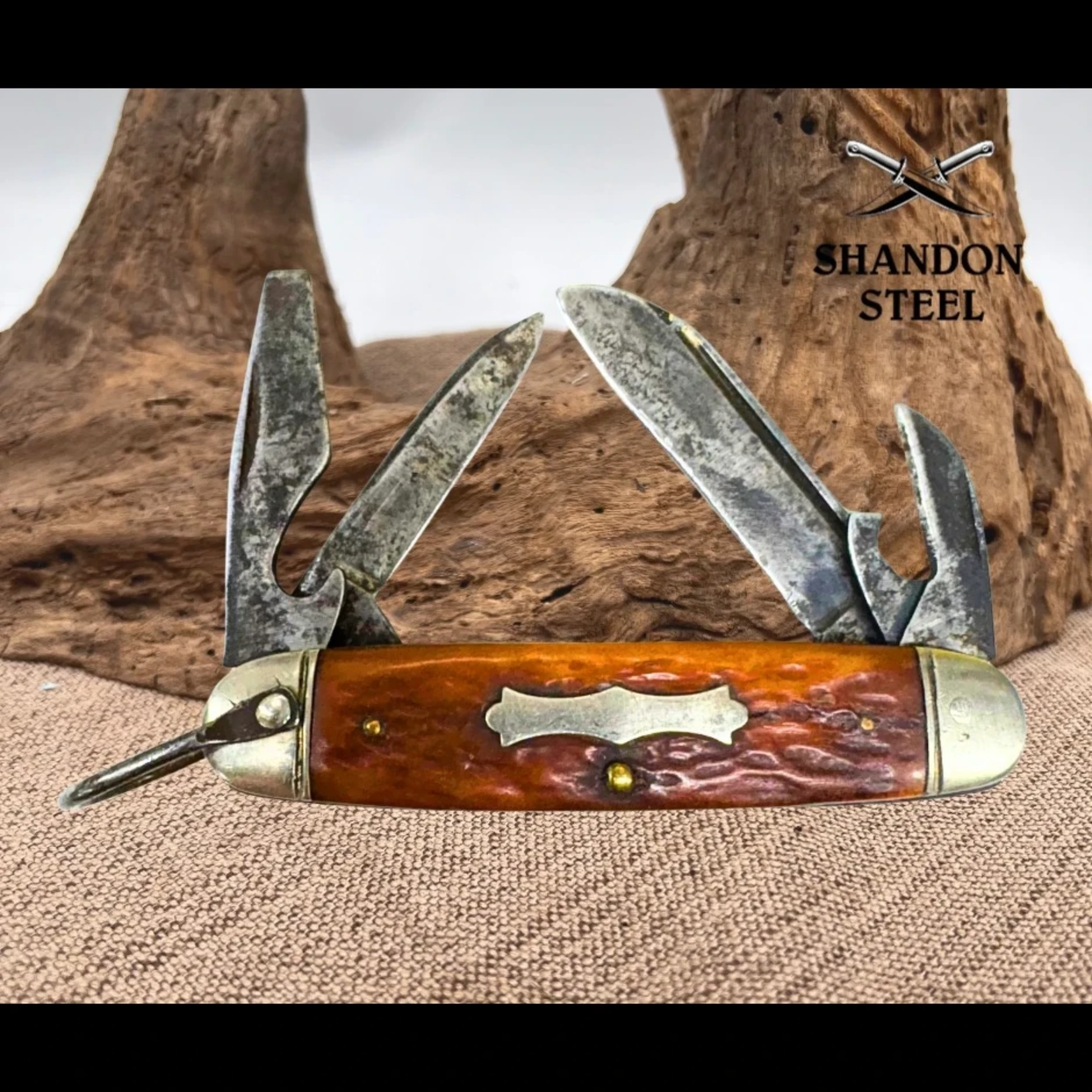 Bladebinge - BOKER USA TREE BRAND BONE 4 BLADE CARBON SCOUT CAMPERS KNIFE 9361 VINTAGE (33)