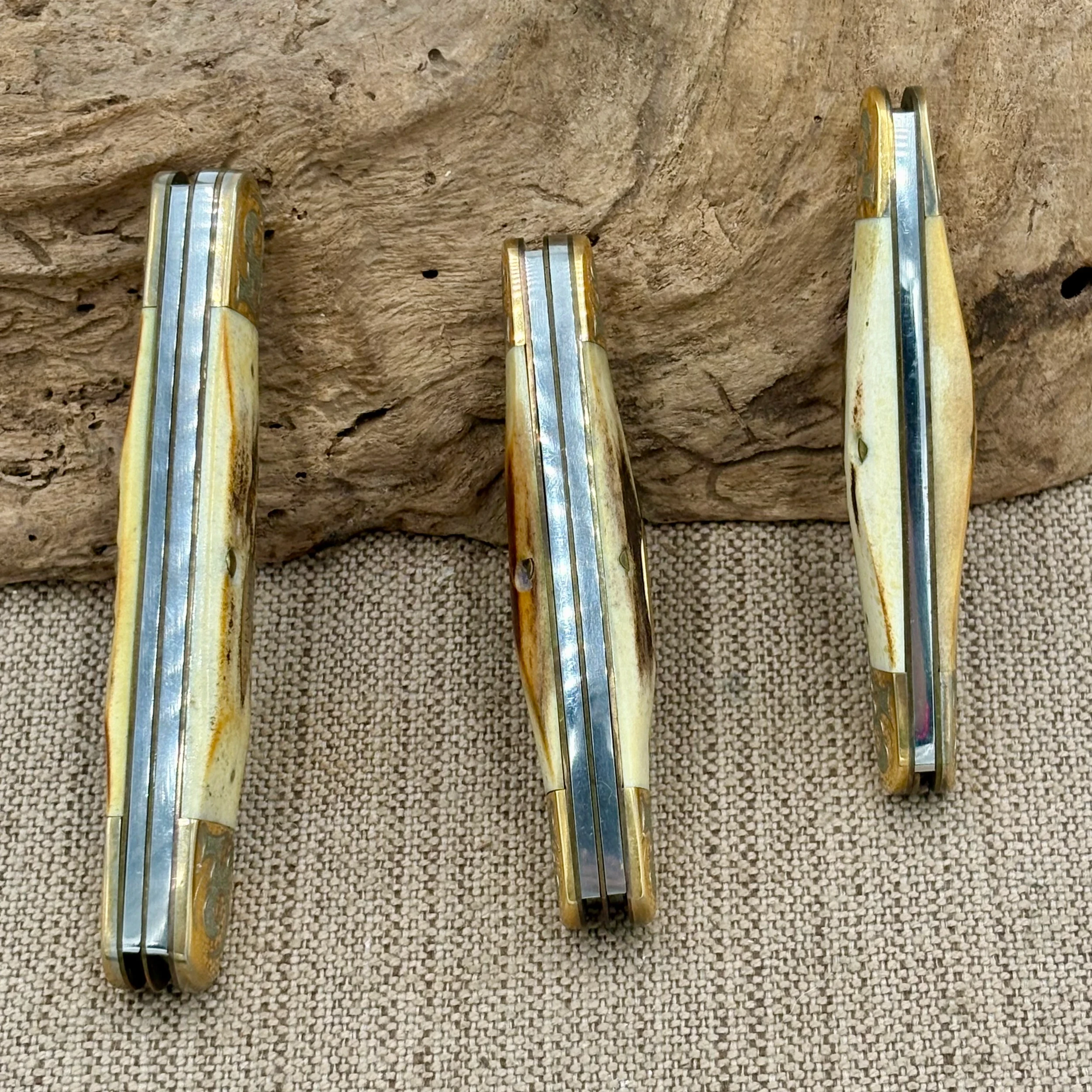 Bladebinge - CASE XX USA 1980 STAG GOLD SCROLLED 3 PIECE CANOE KNIFE ...