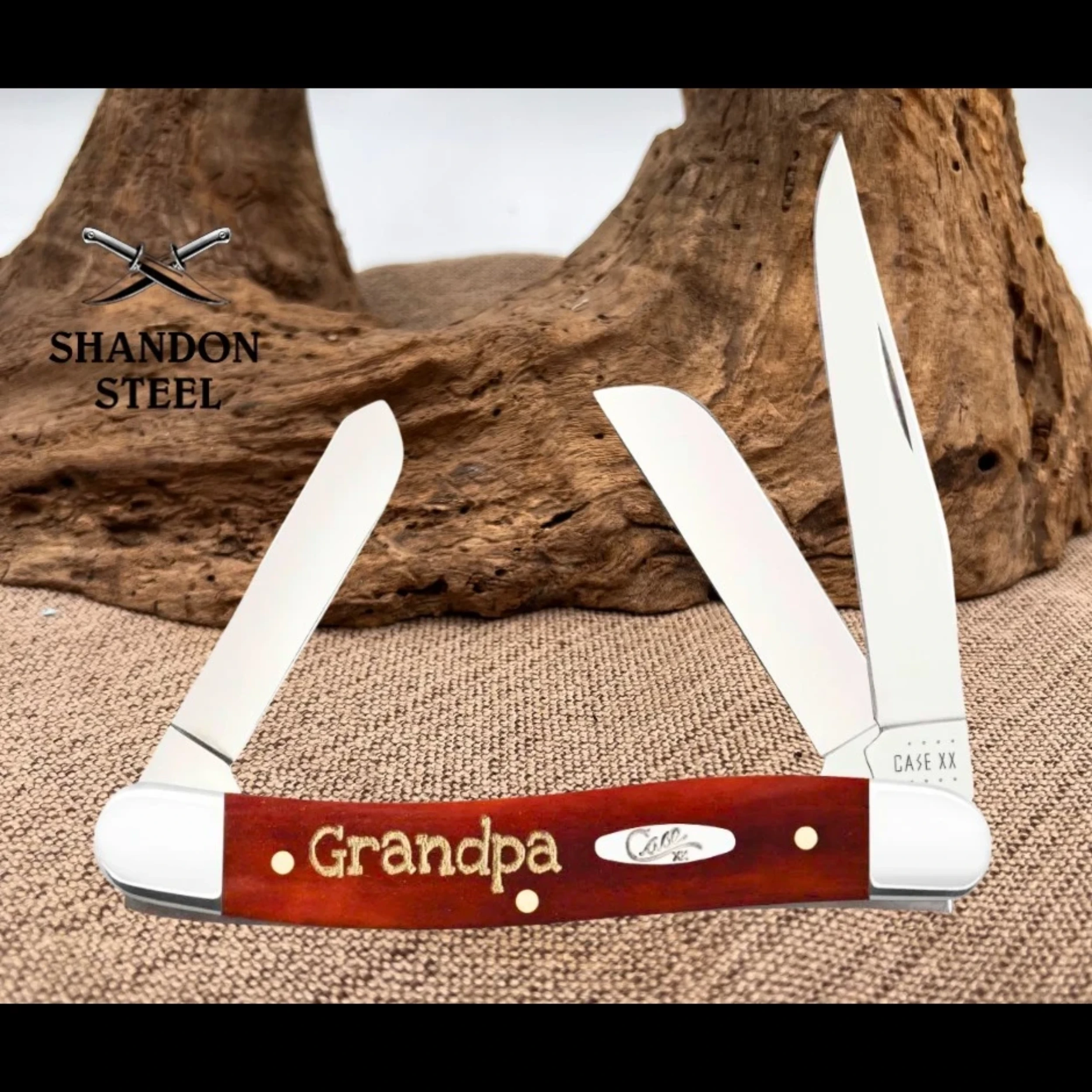 Bladebinge - CASE XX KNIVES USA GRANDPA SMOOTH CHESTNUT BONE MEDIUM STOCKMAN KNIFE 10431
