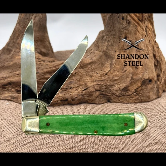 Bladebinge - CASE XX USA SMOOTH GREEN BONE MINI TRAPPER KNIFE 6207 W SS ...