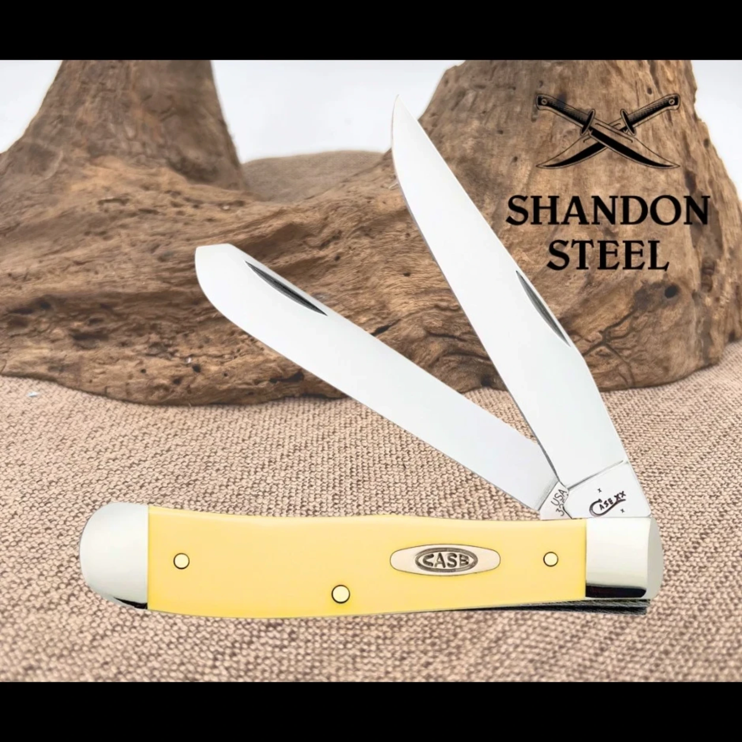 Bladebinge - Case xx USA Trapper Knife Yellow Delrin Handle CS Carbon ...