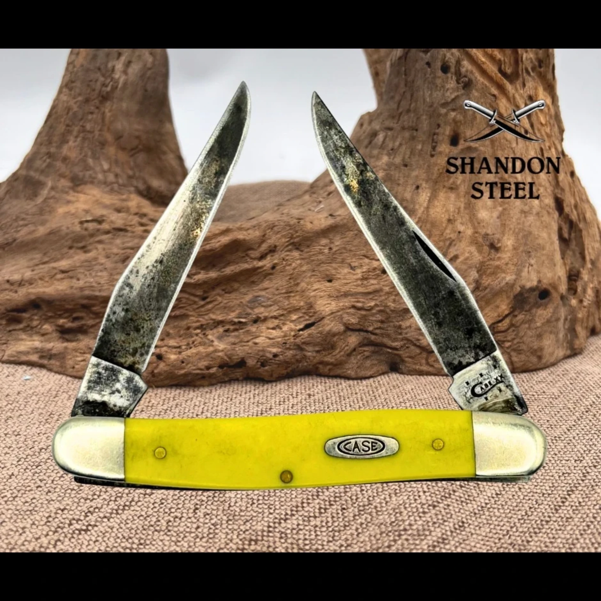Bladebinge - Case XX USA 2014 Yellow Muskrat Carbon Steel 2 Blade ...