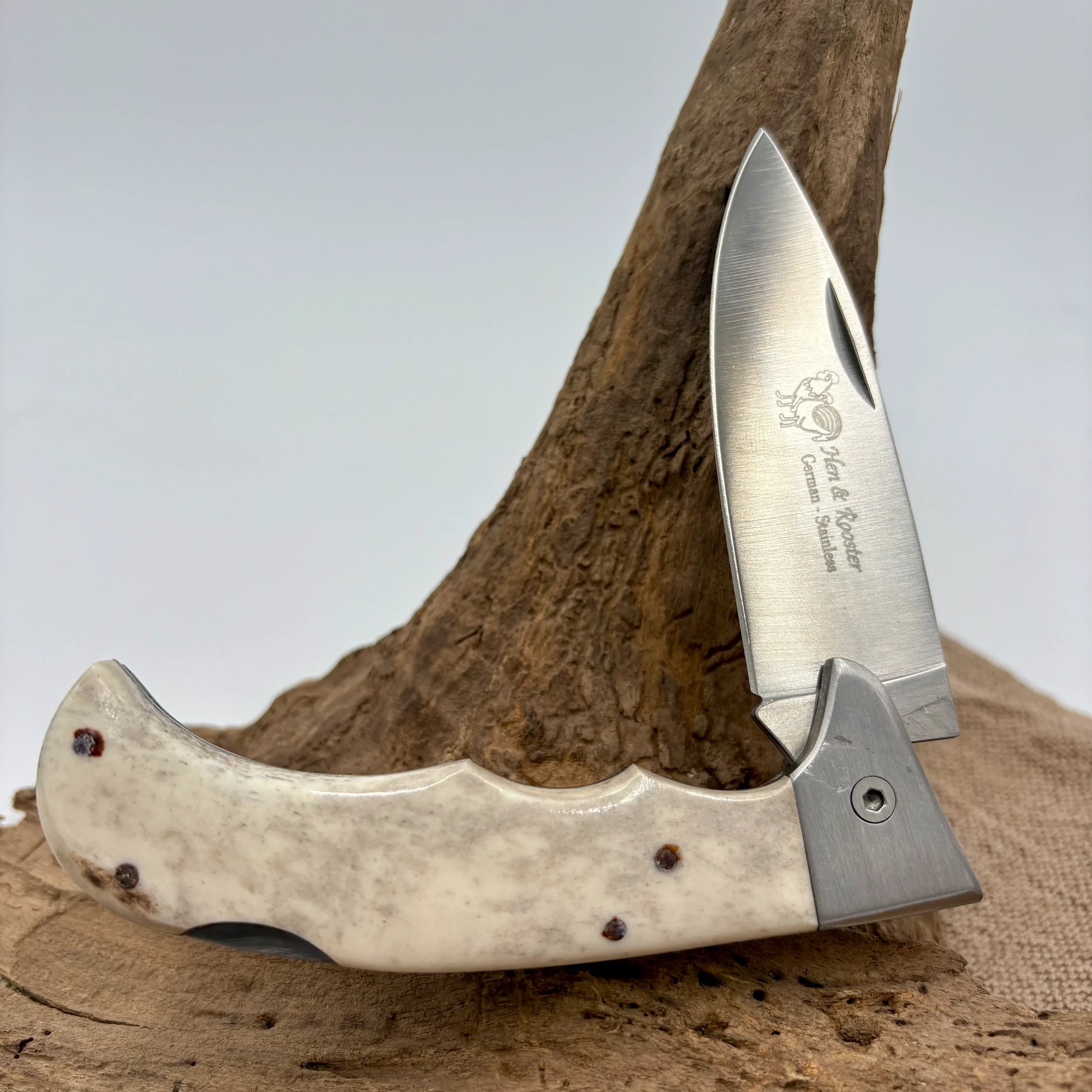 Bladebinge - Hen & Rooster Drop Point Bone Lock Back Folding Pocket ...