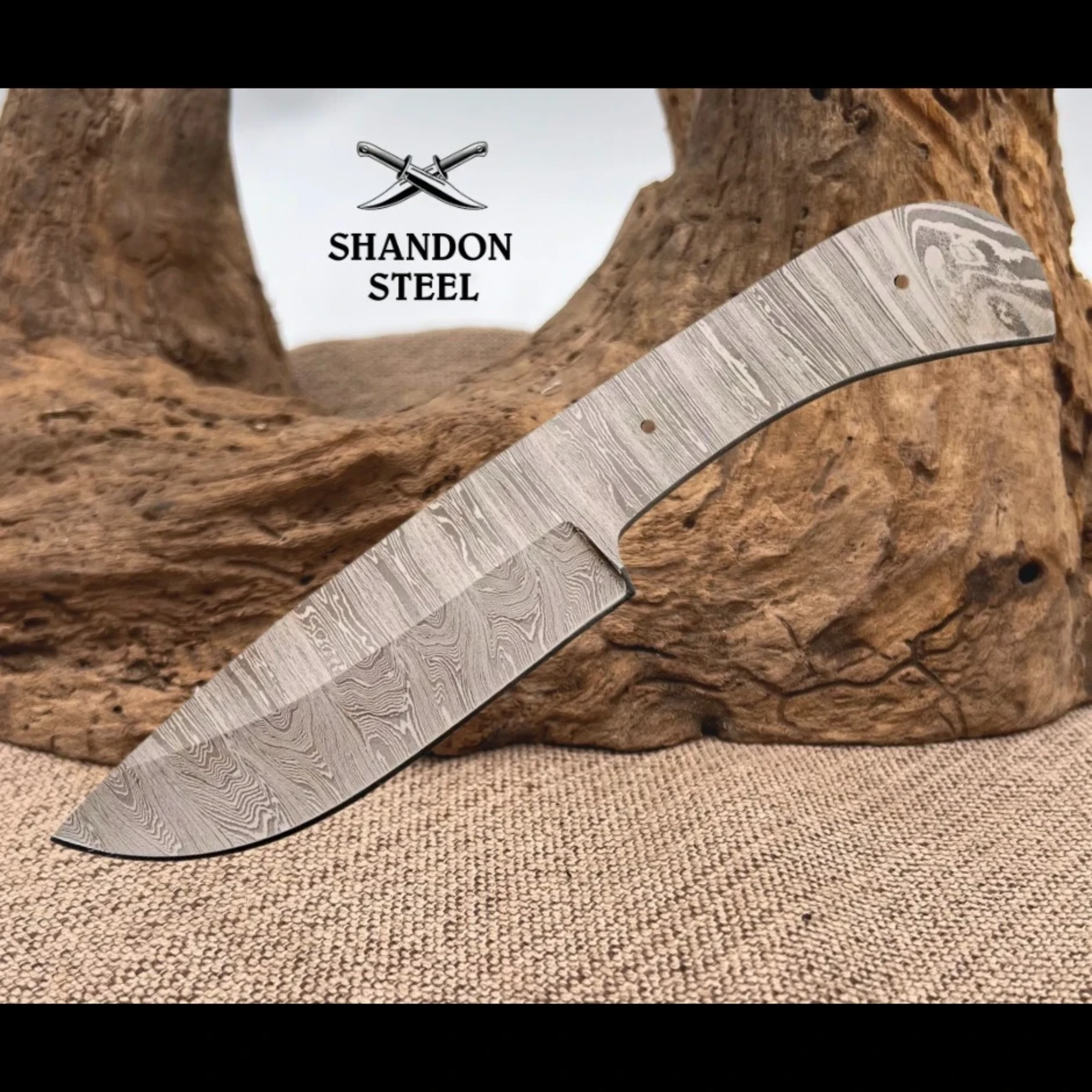 Bladebinge - Knifemaking Wide Drop Point Damascus Fixed Blade Knife ...