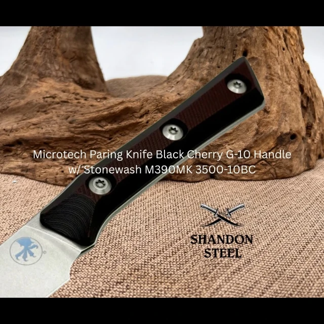 Bladebinge - Microtech Paring Knife Black Cherry G-10 Handle w/ Stonewash M390MK 3500-10BC