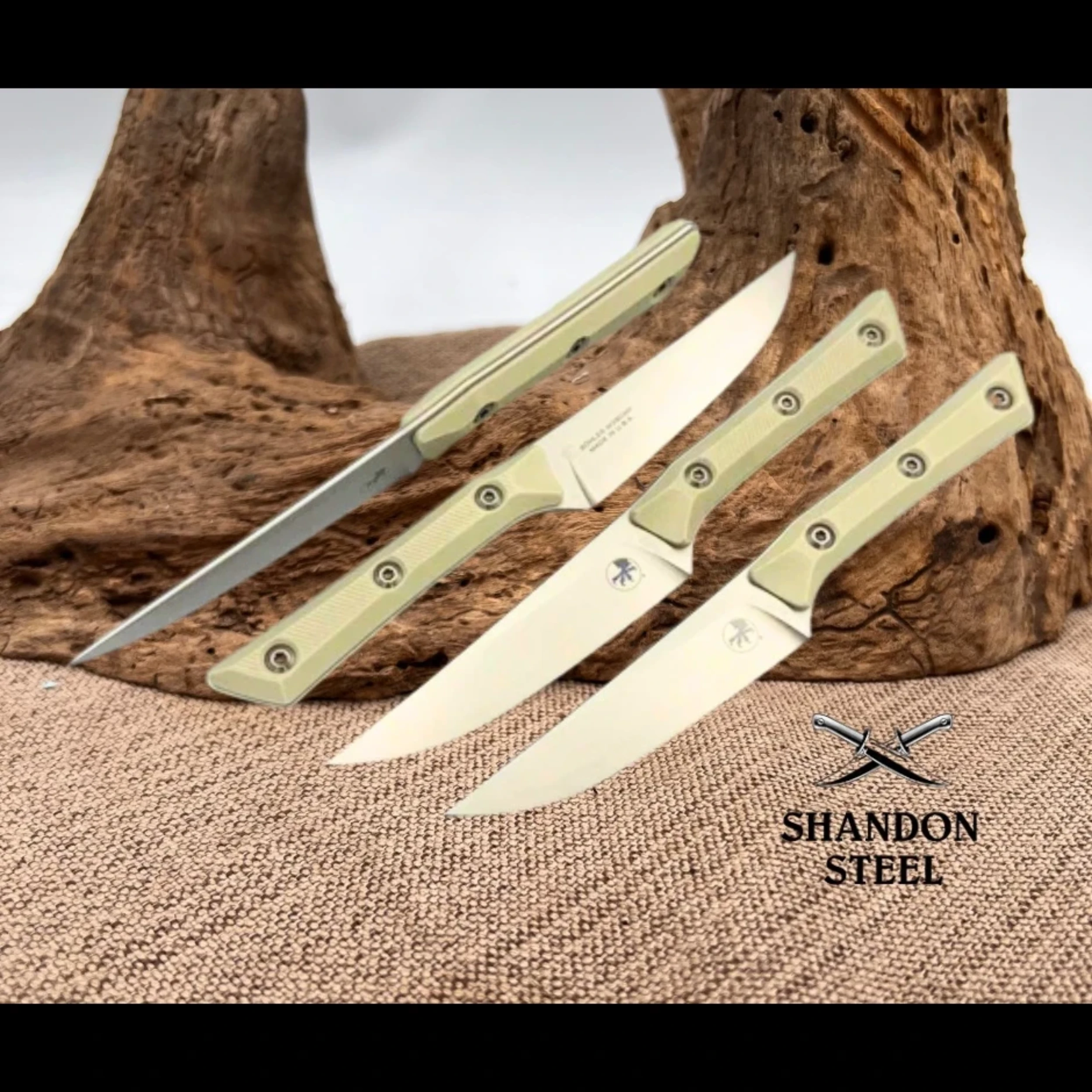 Bladebinge - Microtech Steak 4 Piece Set Ivory G-10 Handle w/ Stonewash ...