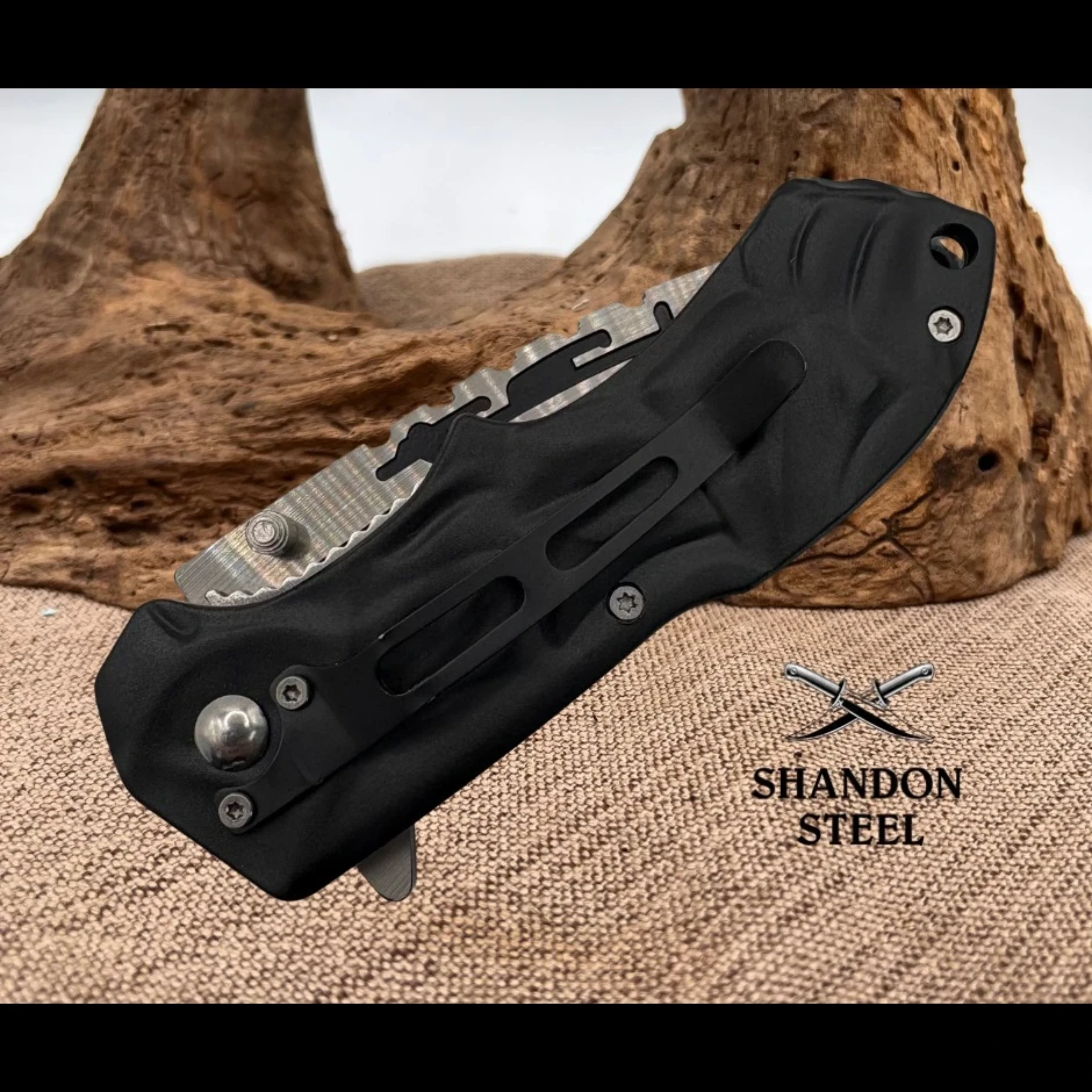 Bladebinge - Mil Spec Black Drop Point Flipper Folding Pocket Knife ...