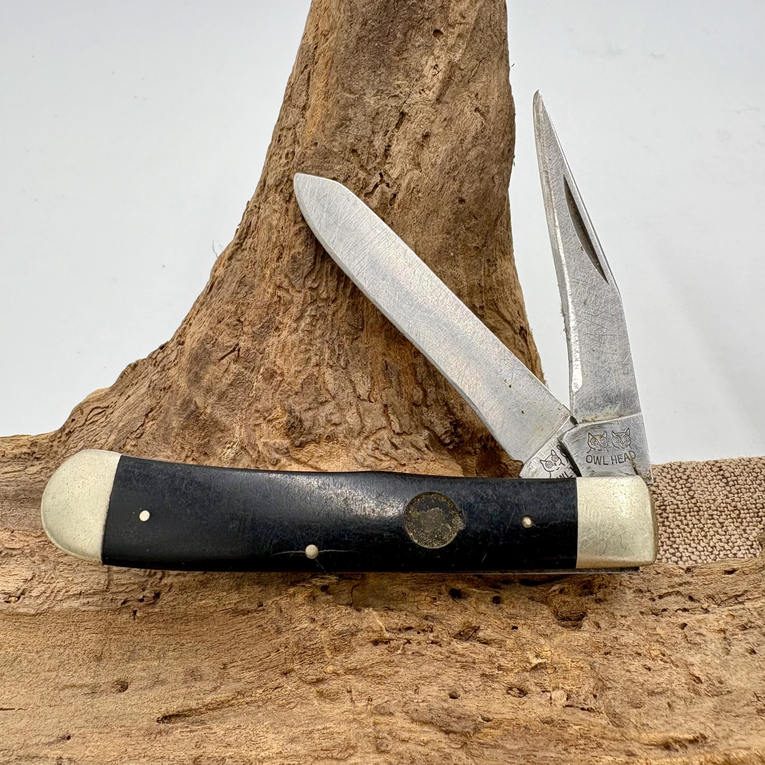 Bladebinge - Owl Head Trapper Solingen Black Handle Traditional 2 Blade ...