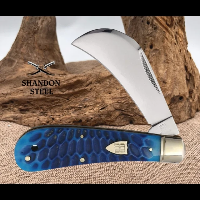 Bladebinge - Rough Rider Blue Dragon Jigged Bone Hawkbill 4" Folding ...