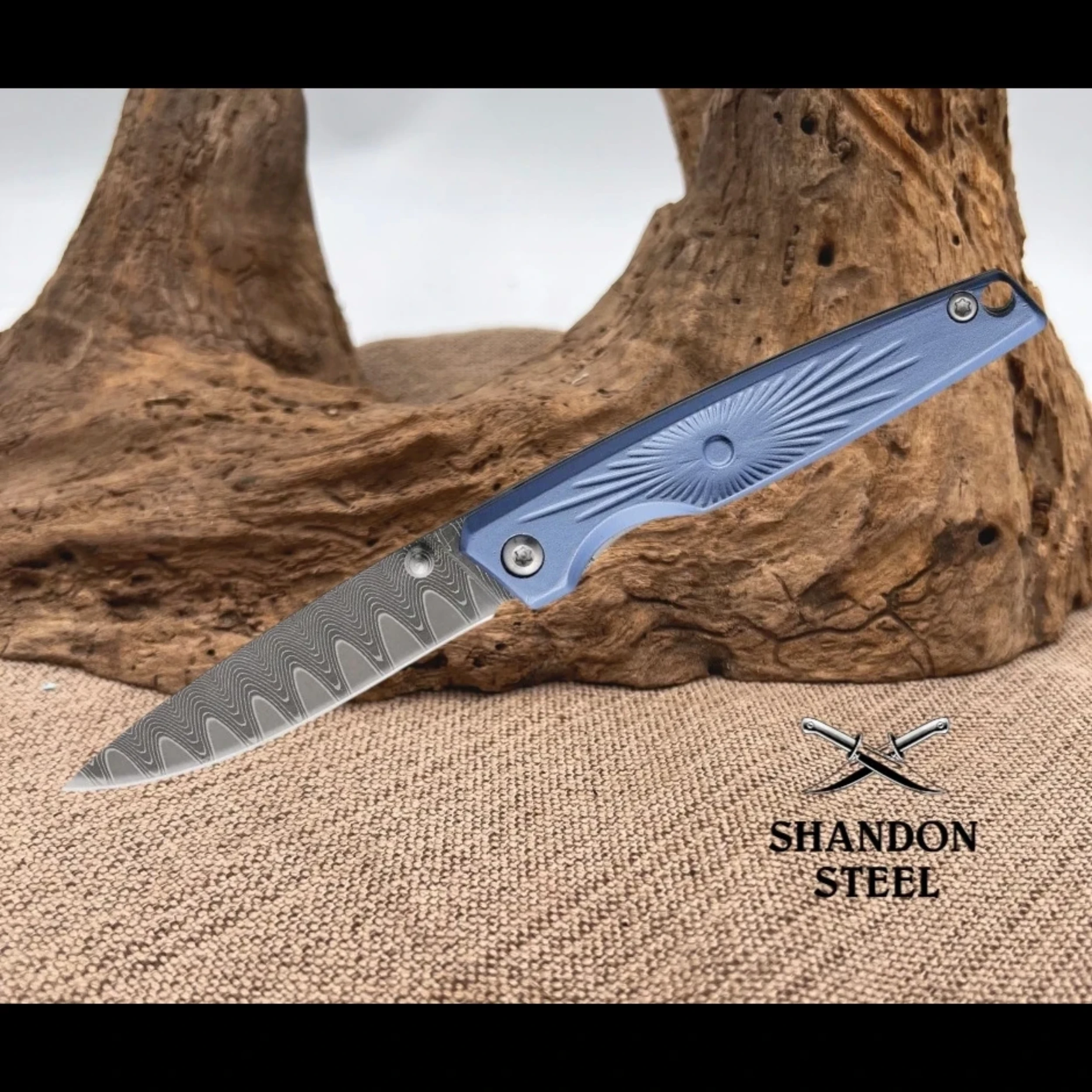 Bladebinge - Rough Rider Linerlock Blue Aluminum Folding DropPoint ...
