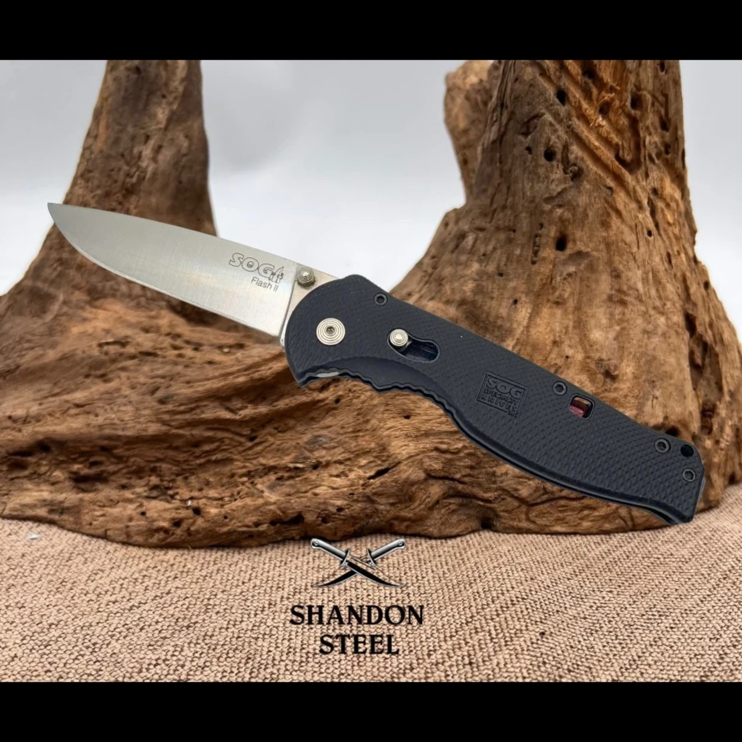 Bladebinge - SOG Flash II Assisted Opening Knife AUS-8 Part Serrated ...