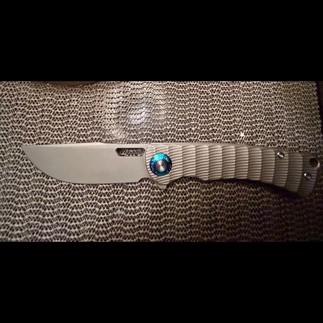 Bladebinge - TWO SUN FLIPPER FOLDING KNIFE GRAY TITANIUM HANDLE PLAIN ...