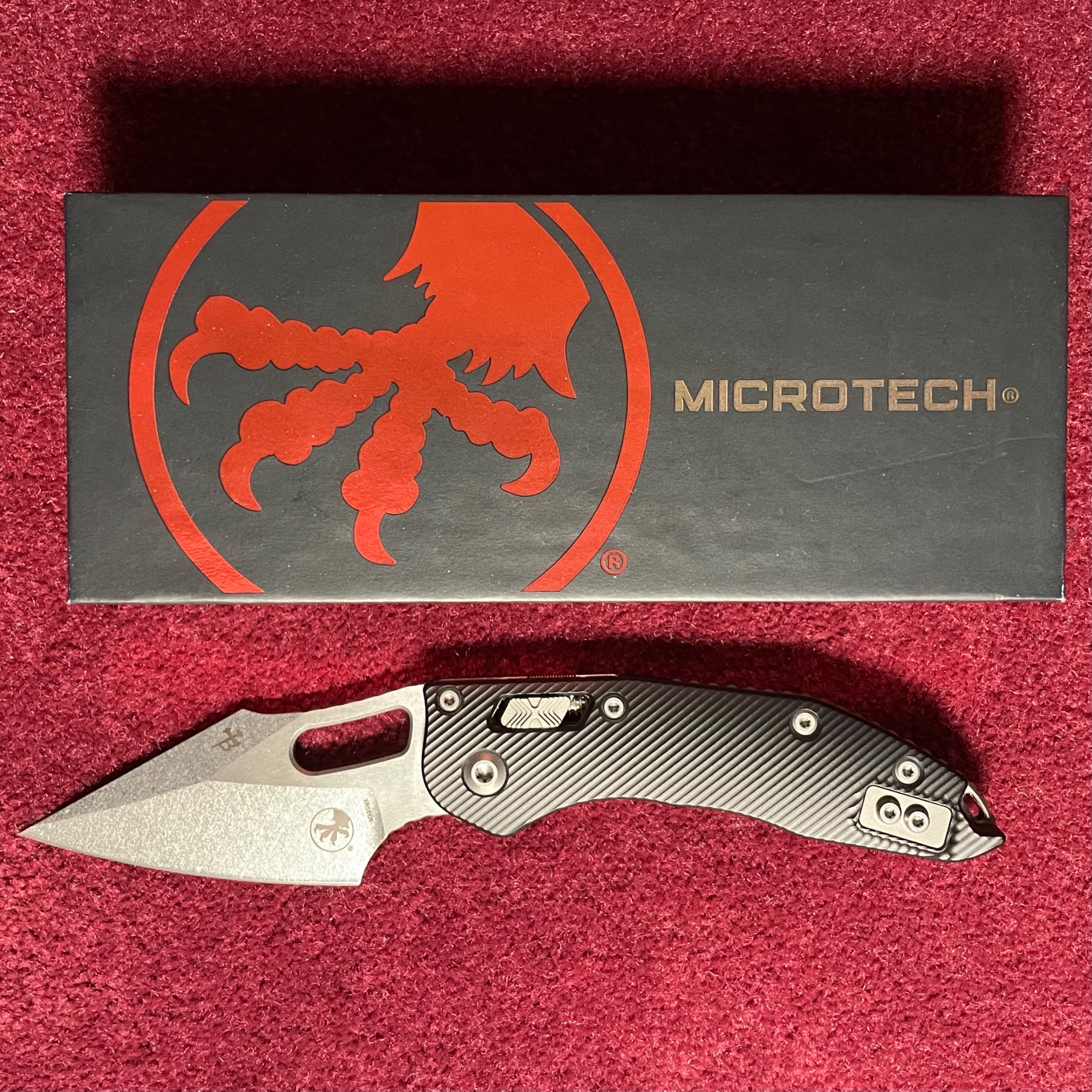 Bladebinge - Microtech Knives - Manual Stitch RAM-LOK, 3.7" M390MK, Stonewashed, Fluted Black ...