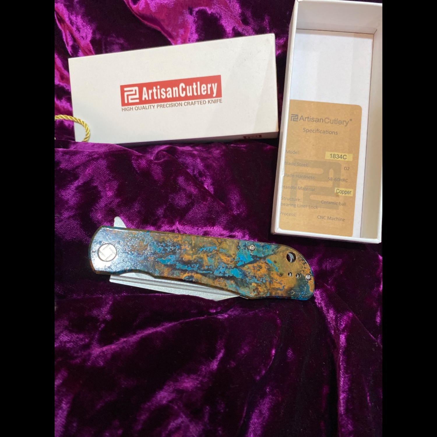 Bladebinge - ARTISAN CUTLERY HYPERION FOLDING KNIFE COPPER HANDLES D2 ...