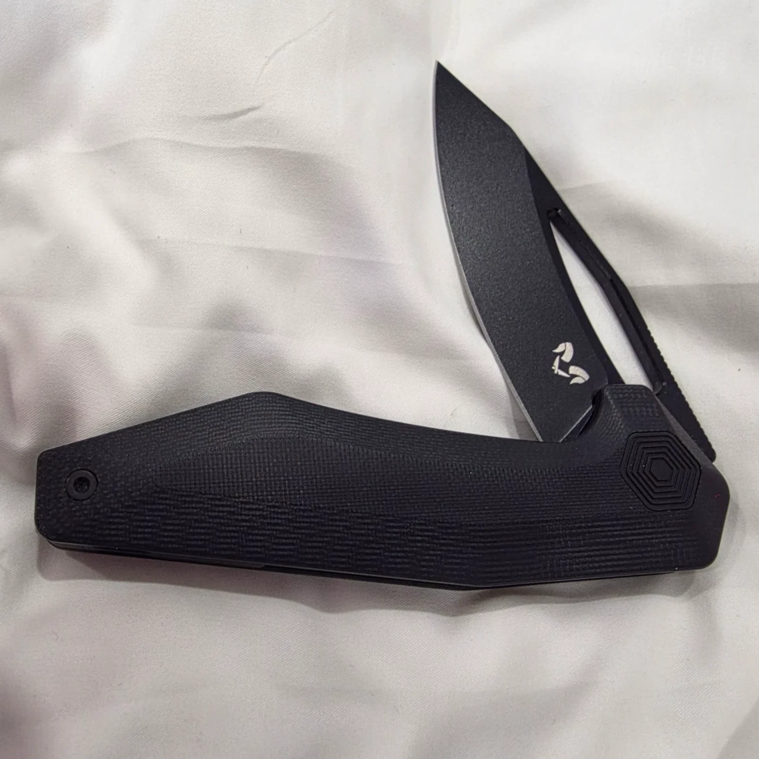 Bladebinge - Damned Designs Brahma Liner Lock Knife Black G-10 (3.6" Black)
