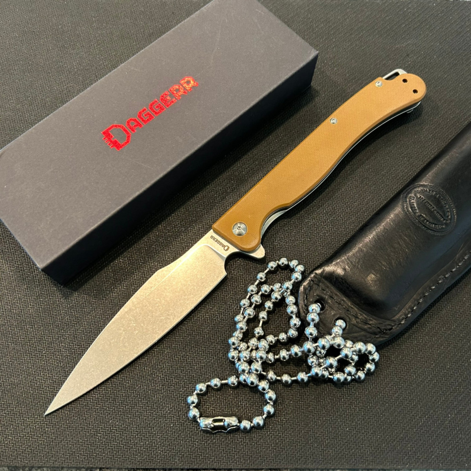 Bladebinge - Daggerr Condor D2 G-10 Frame Lock w/Leather Neck Sheath