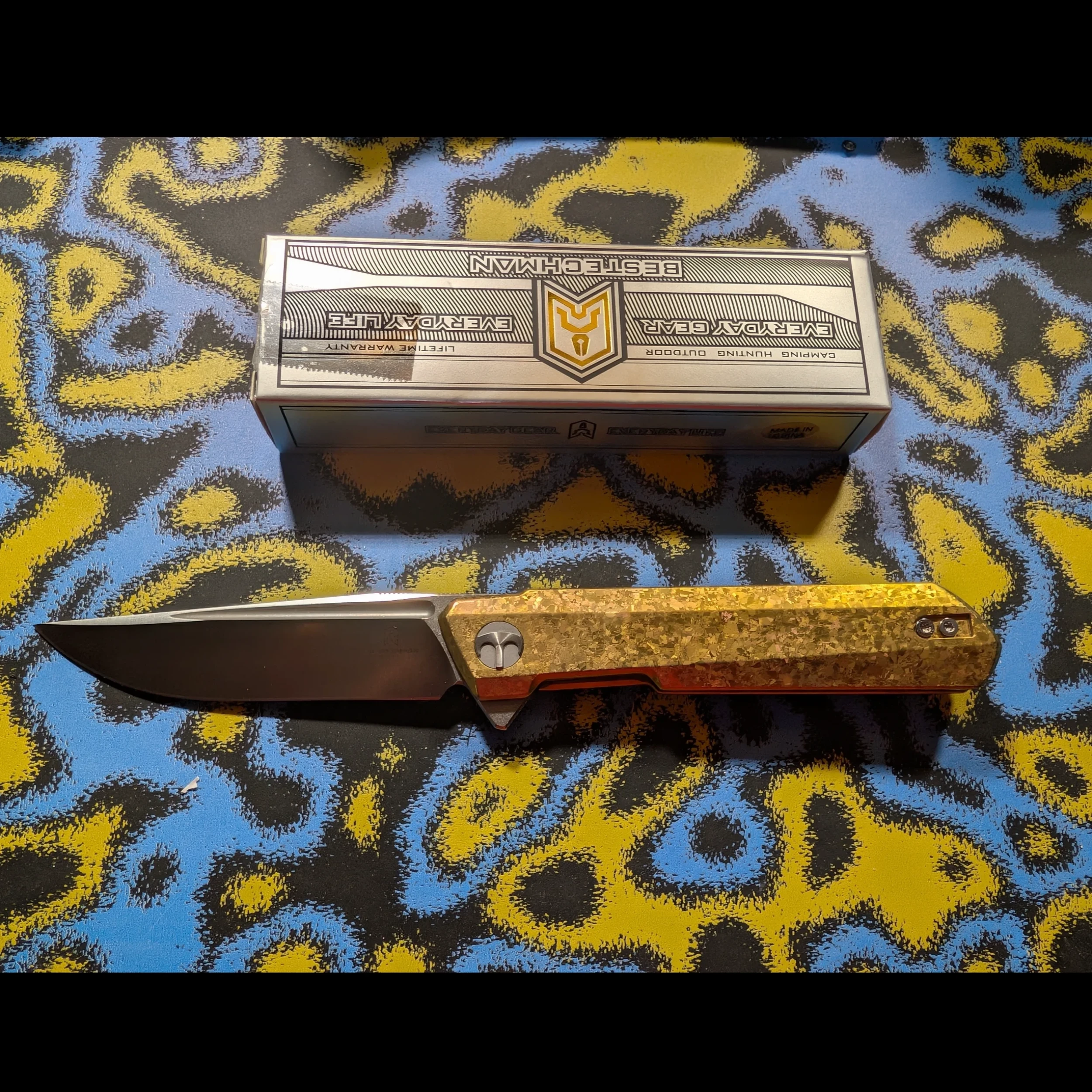 Bladebinge - Bestechman Dundee Frame Lock Knife Bronze Crystalized Titanium